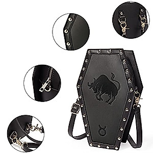 通用 12 Constellation Style Bag Lady Fashion Hand Embroidery Pattern Backpack Steampunk Leather Daypack Outdoor Black Handbags for Women
