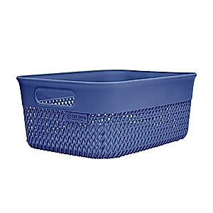 Life Story Lightweight Heavy Duty Storage Woven Trendy Basket 10 Quarts w/Built-In Handles Blue (6 Pack)