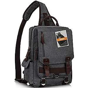 Leaper Canvas Messenger Bag Sling Bag Cross Body Bag Shoulder Bag Gray, L