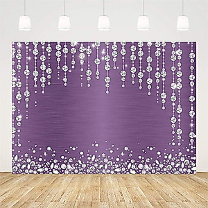 Sendy 7x5ft Purple Diamonds Curtain Backdrop for Photography Birthday Party Decorations Wedding Bridal Shower Engagement Ceremony Banner Glitter Diamonds Background Photo Booth Studio Props Vinyl