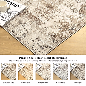 Art&Tuft Area Rugs 8x10, Abstract Washable Rug 8x10 - Ultra Soft and Thin, Low Pile, Stain Resistant Modern Large Area Rugs for Living Room, Bedroom, Office, Brown