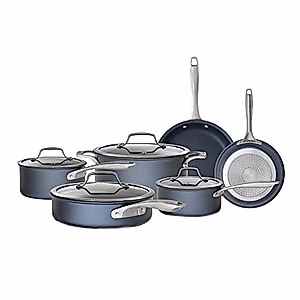 Bialetti Fry Pan, 10-Piece Sapphire Cookware Set, Gray