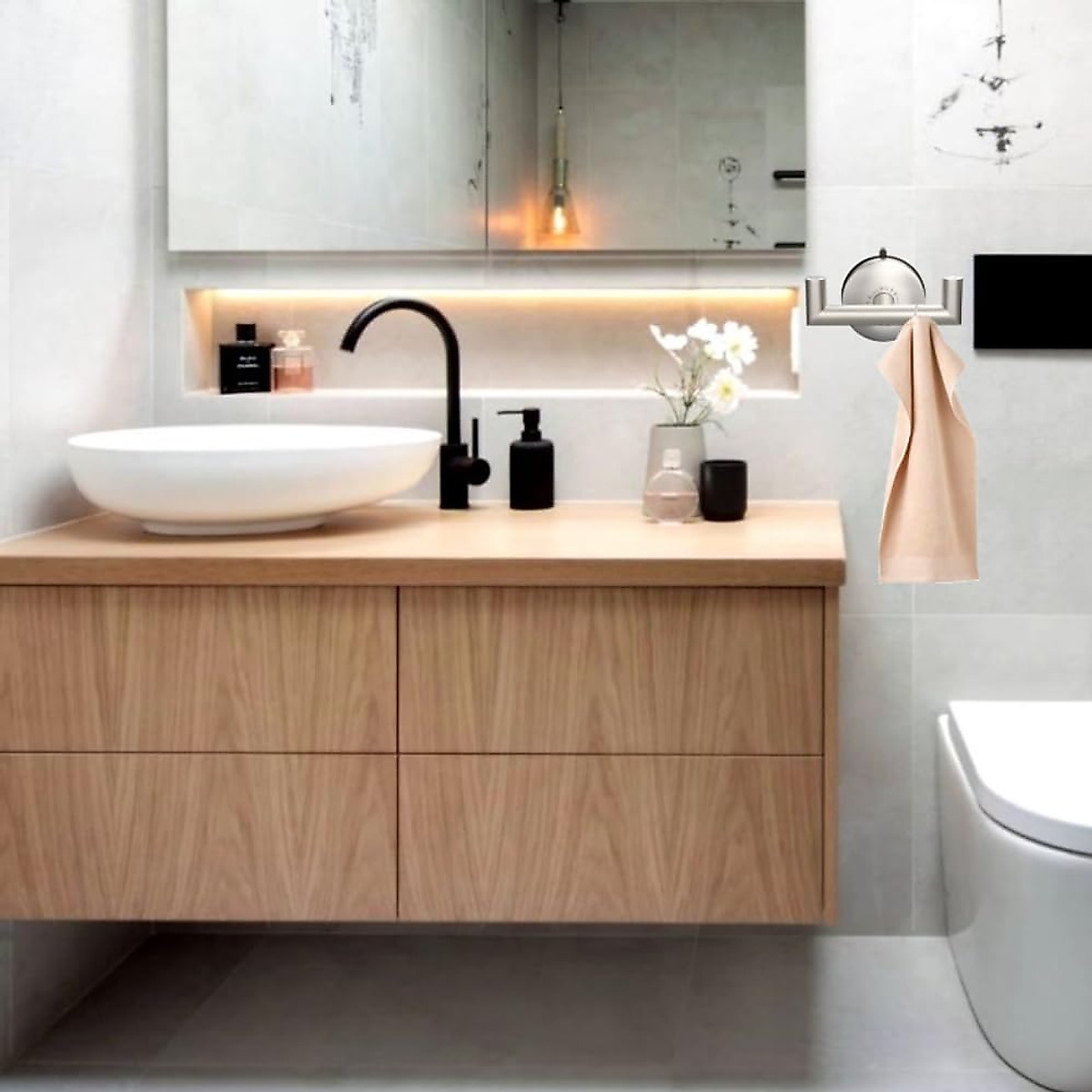 DGYB Double Brushed Nickel Towel Hooks for Bathrooms Set of 2 Heavy Duty Suction Cup Hooks for Shower Stainless Steel Bathroom Towel Holder 15 Lb Suction Shower Hooks for Inside Shower