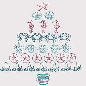 C&F Home Coastal Tree Pillow Holiday Xmas Winter Gift Present Embroidered Saying Christmas Decor Decoration Accent Pillow 10 x 10 White