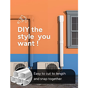 Toutgood 3'' 7.5Ft Line Set Cover Kit for Mini Split Ductless Air Conditioners and Heat Pumps, Central AC Decorative Upgraded UV-Proof Strong& Durability PVC Pipe