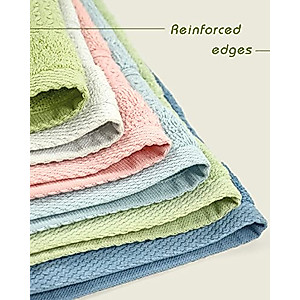 Cleanbear Pure Cotton Wash Cloths Face Cloths, 6 Colors per Set, 13 x 13 Inches (Light Blue, Jade Green, Light Green, Grey, Light Grey, Pink)