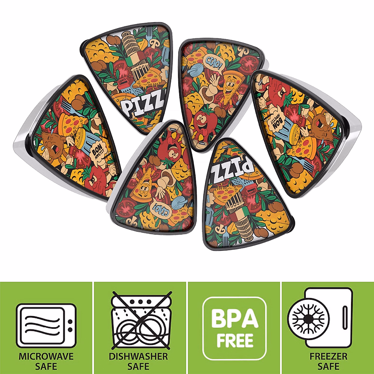 Pizza Slice Container Storage with Lids. Tray, Holder and Saver. Plastic Packs to go. The Best Idea to Serve Pizza to Your Kids