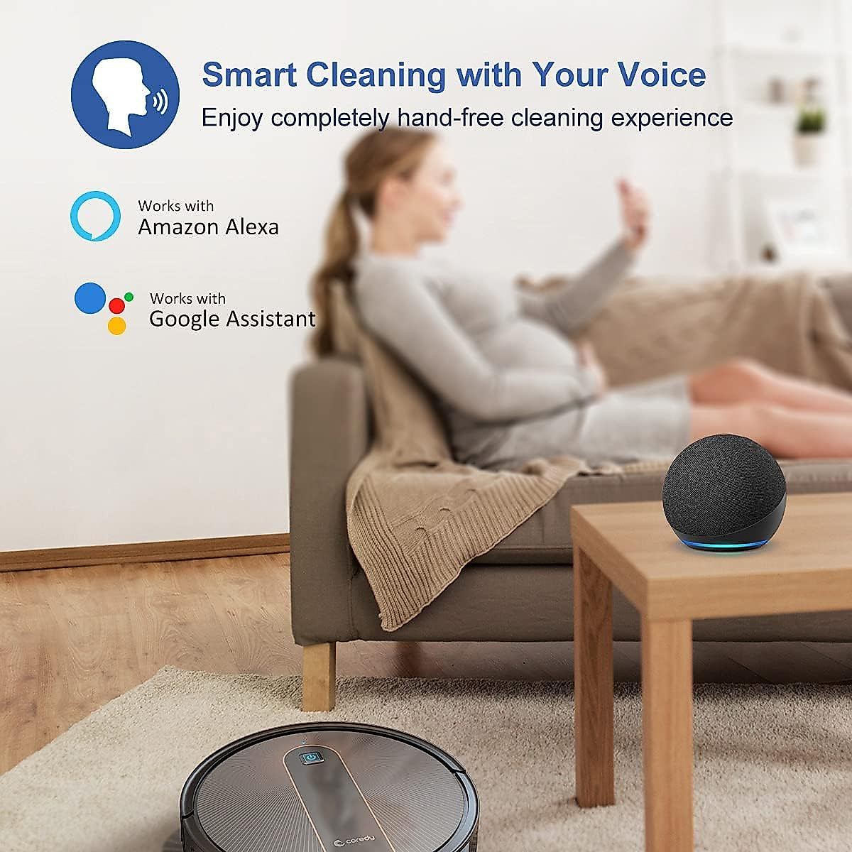 Coredy R750 Pro Robot Vacuum and Mop Combo, 2700Pa Max Suction, Ultrasonic Detection Boost & Avoidance, Compatible with Self Empty Station, Smart AI Dynamic Navigation Robotic Vacuums for Carpet