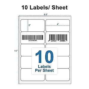 INJINEO Address Labels, 2" x 4" Shipping Address Labels for Inkjet & Laser Printers, Mailing Labels Compatible with 5163, 5263 and 8163 Labels, Easy to Peel (250 Labels, 25 Sheets)