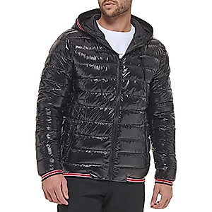 Calvin Klein Men's Hooded Super Shine Puffer Jacket, Black, Small