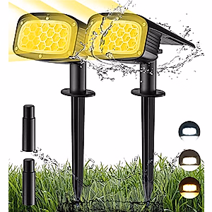Solar Spotlight, 34 LEDs Solar Landscape Lighting, IP67 Waterproof Solar Lights & 3 Modes Solar Powered Spotlights, Dark Sensing Auto ON/Off for Yard Garden Walkway and Pool 2 Pack