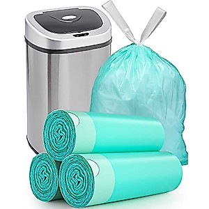 Biodegradable Trash Bags 8 Gallon Trash Bags Drawstring, AYOTEE 75 Counts Medium Trash Bags 8 Gallon Garbage Bags, Unscented 30 Liter Trash Bags Waste Basket Liners for Kitchen Bathroom Office