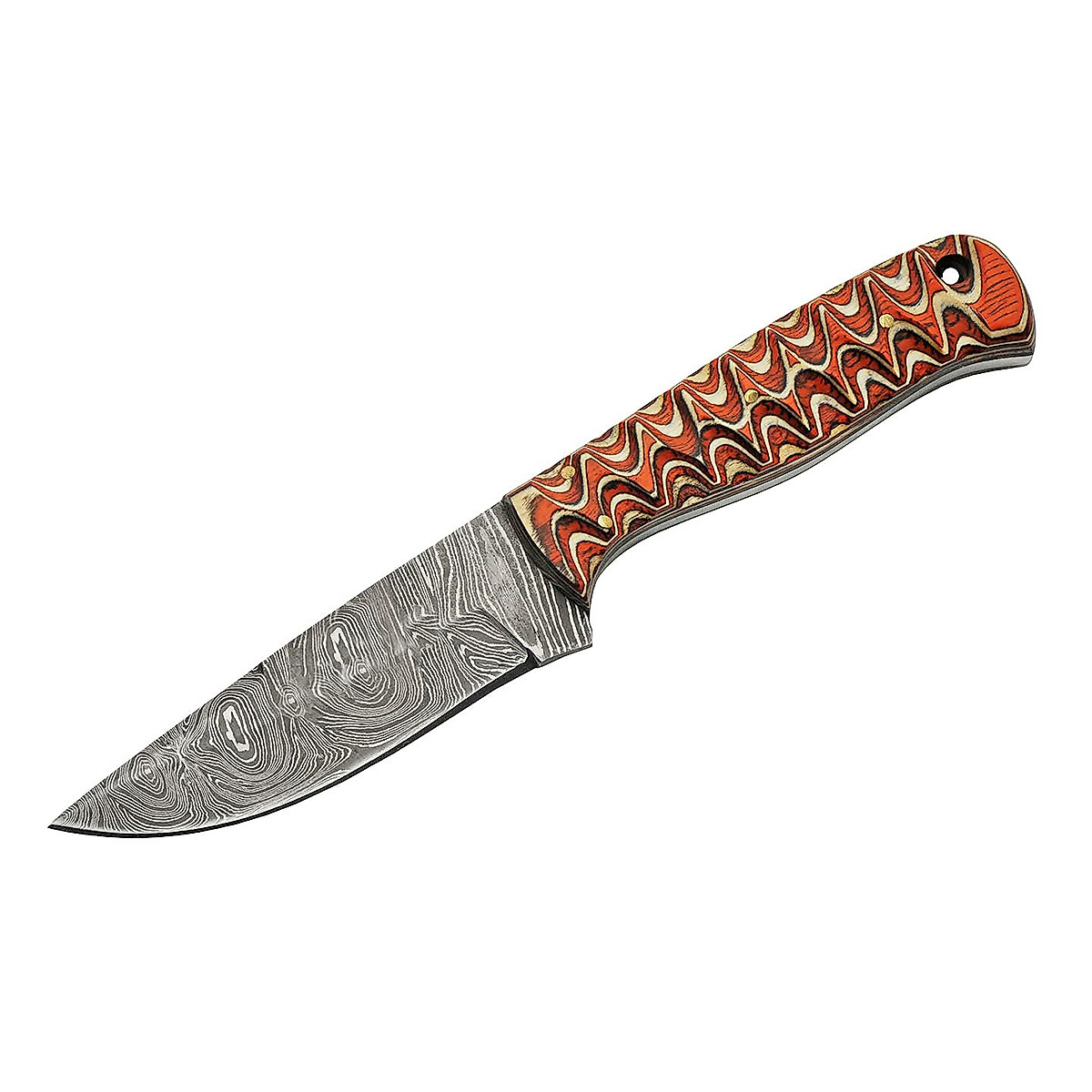 Szco Supplies 8" Orange Twisted Wood Exotic Hunting Knife with Sheath