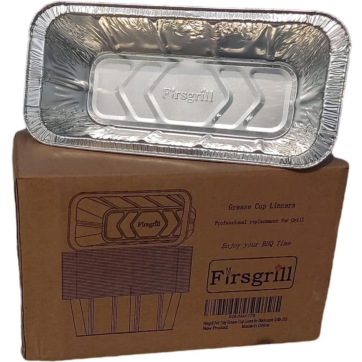 Firsgrill 32-Pack Professional Fits Blackstone 17" 22" 28" 30" 36" Griddle Grill Liners Foil Tray Drip Pans Grease Cup Liners 8" L x 3.75" W x 3" D