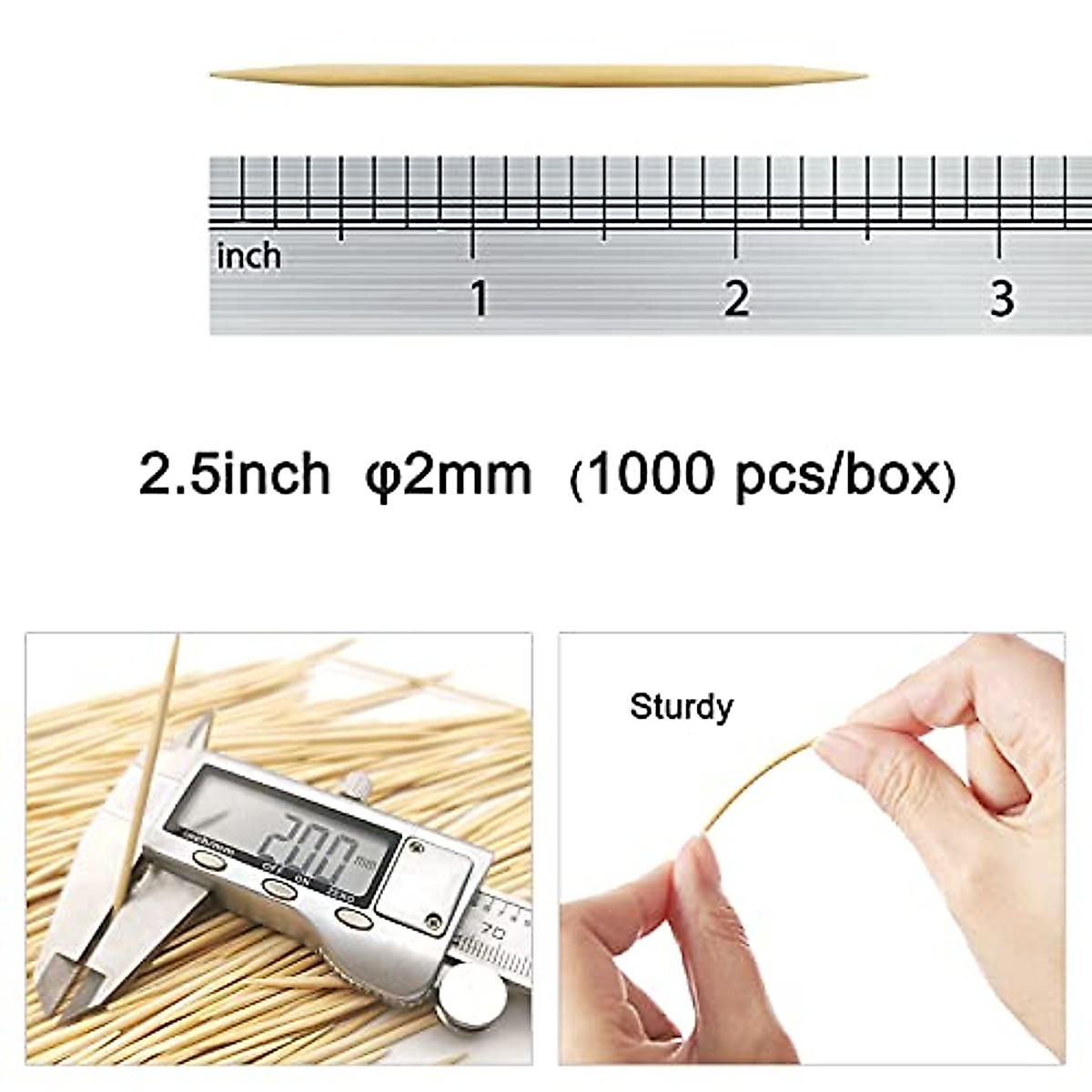 BLUE TOP Wood Bamboo Individually Cello Wrapped Toothpicks 2.5Inch Pack 1000 High-class Appetizer Picks Sturdy Food Pick for Appetizers Cocktails Fruit Olive picks.