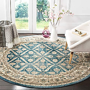 SAFAVIEH Sofia Collection 9' x 12' Blue / Beige SOF378C Vintage Oriental Distressed Non-Shedding Living Room Bedroom Dining Home Office Area Rug