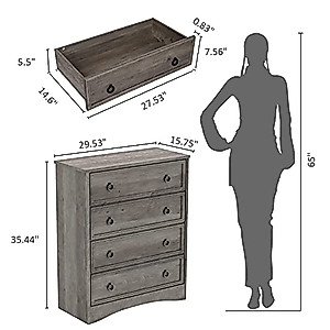 Modern 4 Drawer Dresser, Dressers for Bedroom, Tall Chest of Drawers Closet Organizers and Storage for Clothes - Easy Pull Handle, Textured Borders Drawers for Living Room, Hallway, Gray