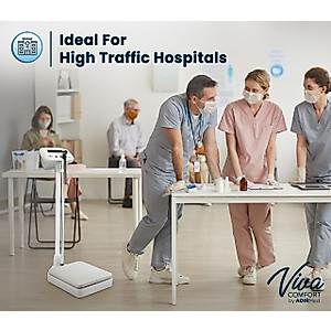 AdirMed Digital Physician Scale with Mechanical Height Rod - Eye-Level Measuring Station for Body Weight, Height & BMI - Ideal for Gyms, Medical Facilities & Rehabilitation Centers