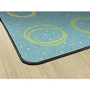 Flagship Carpets Smiley Circle Sampler Abstract Educational Area Rug for Kids Room Seating Décor, Children's Classroom, Play Carpet for Teaching and Playroom, Seats 24, 7'6"x12', Blue & Multi