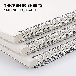 RETTACY Blank Notebook Spiral 3 Pack - A5 Unlined Notebook with Clear Hardcover,100GSM Thick Paper,480 Pages Total,5.7"x 8.3"