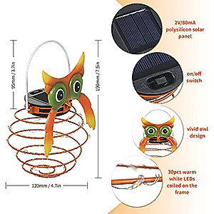 Tomshine Owl Solar Lights Outdoor, Pineapple Hanging Solar Lanterns, Metal Waterproof Solar Garden Lights Decorative for Pathway,Yard, Lawn 2 Pack
