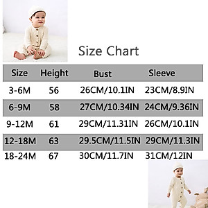 IADOER Baby Newborn Boy Knitted Sweater Romper Cotton Longsleeve Outfit with Kids Winter Warm Hats Set（Yellow 0-3M