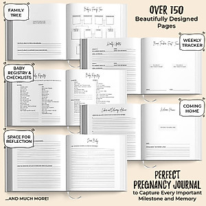 LUMOSX Pregnancy Journal Memory Book - w/Baby Bump Stickers in the Gender Neutral Baby Book Memory - Baby Journal Is A Pregnancy Must Haves, Best Gifts For Expecting Moms, Baby Shower Gifts