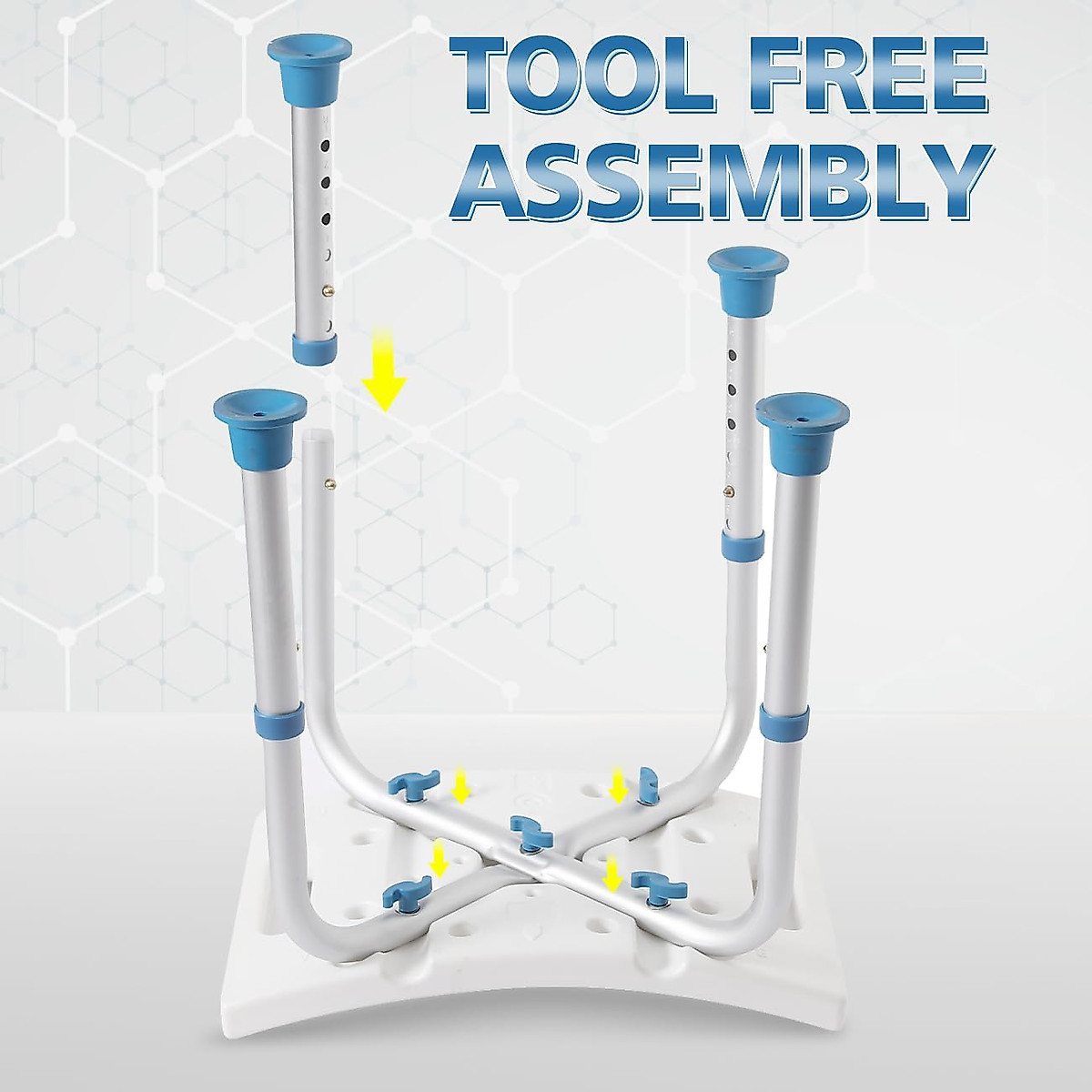 FSA/HSA Eligible Shower Chair for Inside Shower, Shower Stool with Free Assist Grab Bar/Toiletry Bag, Tool-Free Assembly Shower Seat for Bathtub, Shower Bath Chairs for Seniors/Disabled by DUALECO