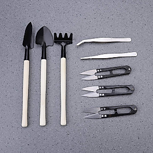 Happyyami 8pcs Set Indoor Gardening Tools Gardening Kit Bonsai Tool Kit Gardening Weeding Sickle Garden Hand Tools Succulent Tweezers Miniature Tools Small Tool Kit Scissors Lightweight