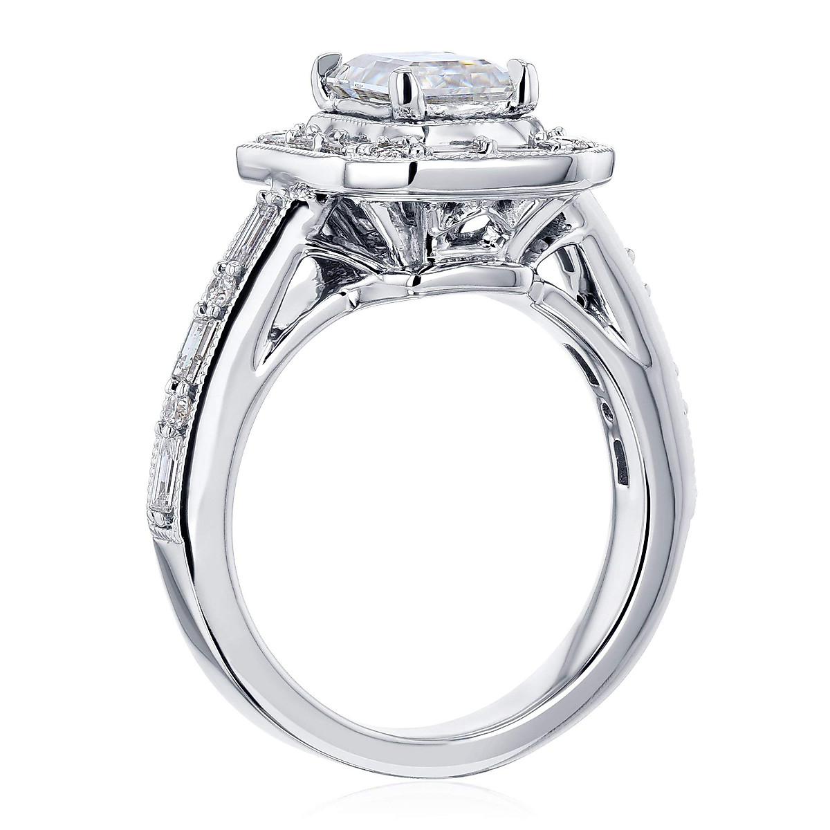 Kobelli Moissanite The Daisy Art Deco Emerald Engagement Ring - 6.0 / Forever One D-E-F