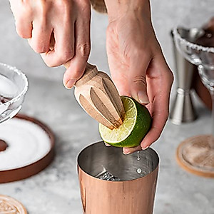 Unna Margarita Salt Rimmer Set - Large Acacia Bar Salt and Sugar Rimmer, Fits up to 5.5in Glasses, Citrus Reamer, Stainless Steel Cocktail Jigger, 2 Cork Drink Coasters, 4 Unique Recipes