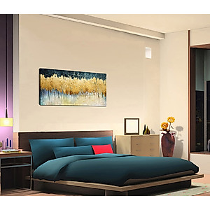 XXMWallArt FC2662 Canvas Wall Art Abstract Golden Forest Painting Modern Decor Abstract Canvas Prints for Living Room Bedroom Kitchen Home and Office Wall Decor