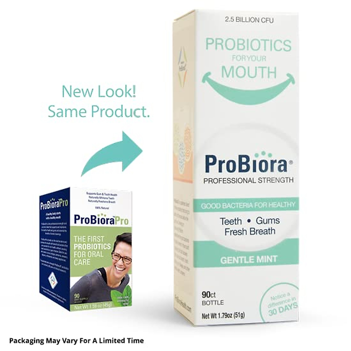 ProBiora Professional Strength Oral Probiotics for Teeth and Gums | Dental Probiotic for Oral Health | Bad Breath Treatment for Adults | Tooth Whitening | ProBiora3 Probiotic Blend | 90 Mint Tablets