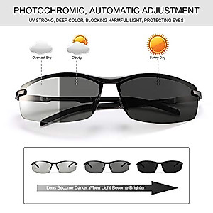 YIMI Men's photochromic lenses Polarized Driving Sunglasses transition safety Eyewear Day and Night Vision Glasses For Women (photochromic/Black Frame Black lens)