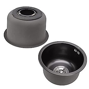 Stainless Steel Single Bowl Mini Round Kitchen Sink with Drain Accessories for Home Bar - Compact and Durable(black)