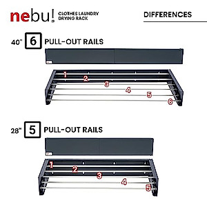 NEBU Clothes Laundry Drying Rack 40”- an Elegant Wall-Mounted Hanger, Folding Stainless Steel Collapsible, Space Saver with 20 Linear feet, Drying Capacity 40lbs