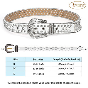 JASGOOD Men Women Rhinestone Belt Western Leather Belt Cowgirl Cowboy Bling Diamond Studded Leather Belt for Jeans Pants