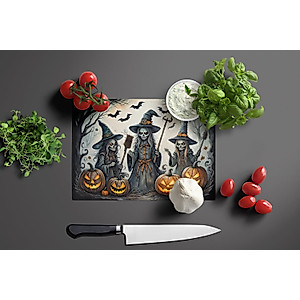 Caroline's Treasures DAC2292LCB Witches Spooky Halloween Glass Cutting Board Large Decorative Tempered Glass Kitchen Cutting and Serving Board Large Size Chopping Board