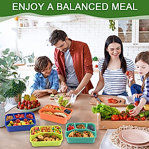 BIEOFFEI 4 Pack Bento Box Lunch Boxes for Adults, 4 Compartment Meal Prep Containers with Lids, Reusable Bento Box Snack Containers for Work, Travel, Picnic, Microwave & Dishwasher Safe