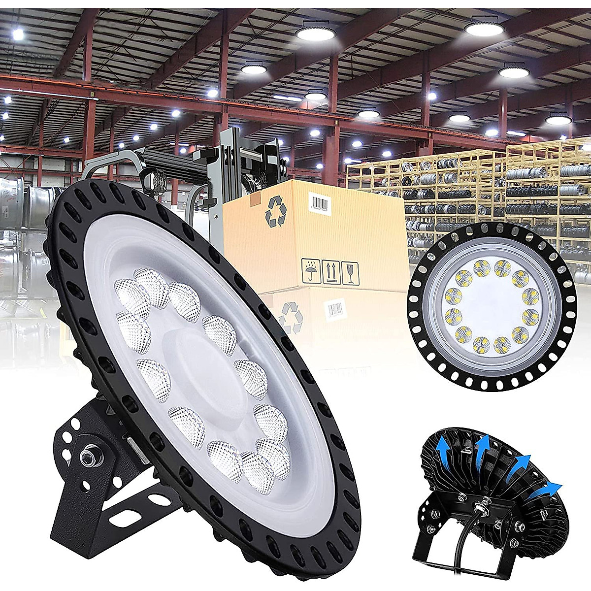 UFO LED High Bay Lights 50W,Super Bright 5000LM High Bay LED Shop Lights,6500K Daylight High Bay LED Lights,Waterproof High Bay Lighting,LED High Bay Light for Factory Warehouse Workshop