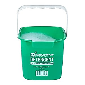 RW Clean 6 Quart Cleaning Buckets, 10 Detergent Square Buckets - With Measurements, Built-In Spout And Handle, Green Plastic Utility Buckets, For Home Or Commercial Use, - Restaurantware