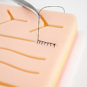 BYBEST Anatomy Models Traumatic Skin Suture Training Model Pad with Wound Silicone Suture Practice Pad Teaching Equipment Training Skin Model Study Tools