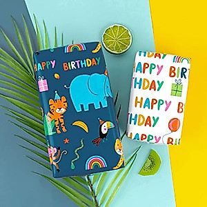MAYPLUSS Birthday Wrapping Paper Roll - Mini Roll - 17 inch X 120 inch Per roll - Animal printed printed Design (42.3 sq.ft.ttl)