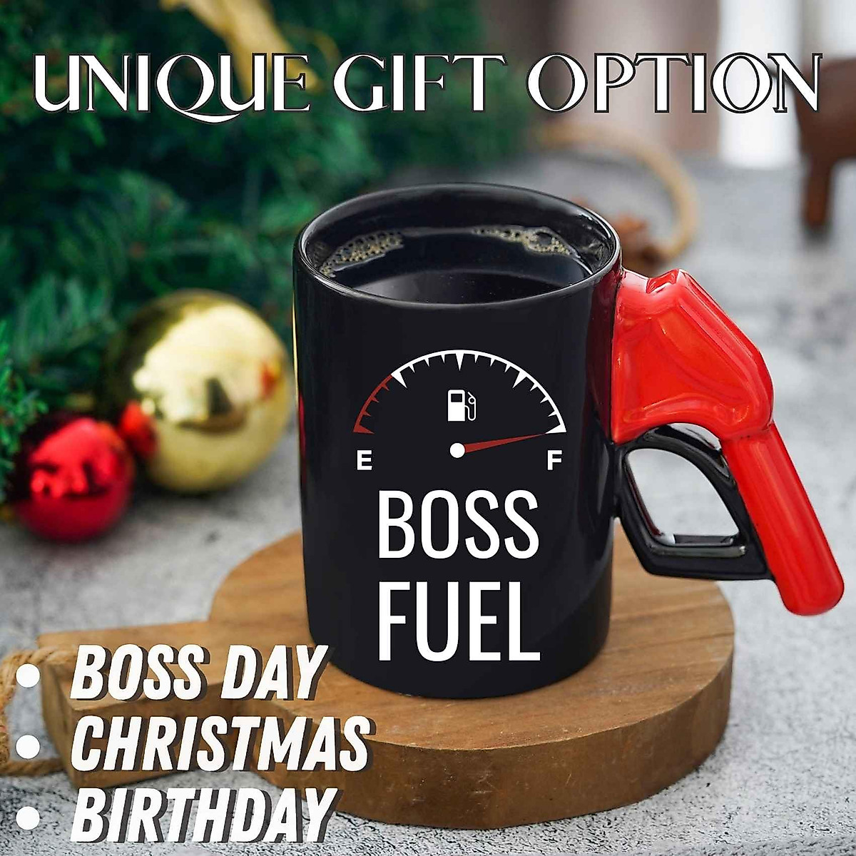 Onebttl Boss Gifts, Boss Fuel Coffee Mug with Fueling Nozzle Handle, Gifts from Employees, 13.5oz/400ml Funny Ceramic Mug for Boss Day, Christmas
