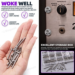 Swpeet 621Pcs M3 Metric 304 Stainless Steel Button Head Hex Socket Head Cap Bolts Screws Nuts and Hex Nuts with Flat Washers and Split Lock Washers Assortment Kit, Screws Nuts Washers All Included