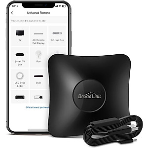 Broadlink RM4 pro Smart IR/RF Remote Control Hub with Sensor Cable-WiFi IR/RF Blaster for Smart Home Automation, TV, Curtain, Shades Remote, Works with Alexa, Google Assistant, IFTTT (RM4 pro S)
