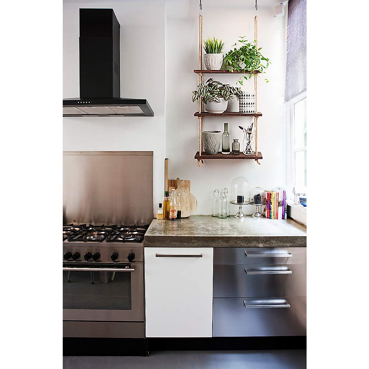 Mkono Hanging Shelves 3 Tier Rustic Wood Floating Wall Shelves Photo Plant Display Hanging Storage Shelf Home Decor for College Dorm Room Decor Bathroom Living Room Bedroom Apartment