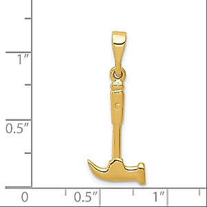 IceCarats 14K Yellow Gold Hammer Necklace Charm Pendant 30mm x 10mm Only