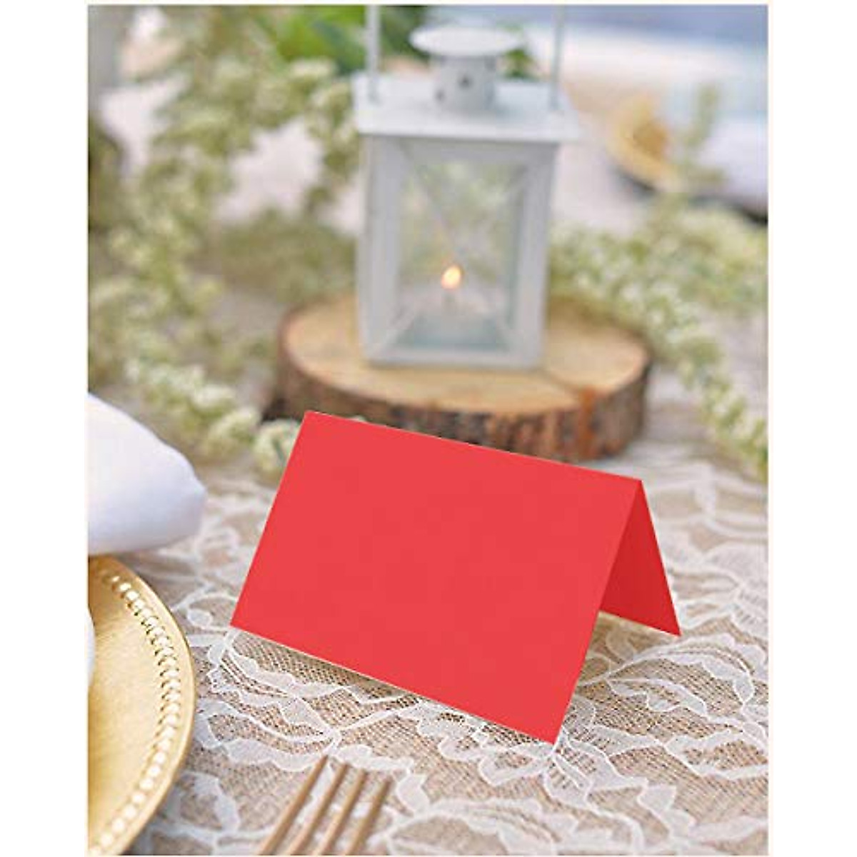 JAM PAPER Printable Place Cards - 3 3/4 x 1 3/4 - Brite Hue Red - 12/Pack