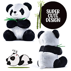Prextex 13" Plush Panda Bear Zippered Carrier & 3 Cubs Plushies | Soft Panda Bear Stuffed Animal, Panda Plush Toy, Stuffed Panda Toys, Kid Toy, Pillow | Birthday Gifts, Panda Gifts for Girls&Boys